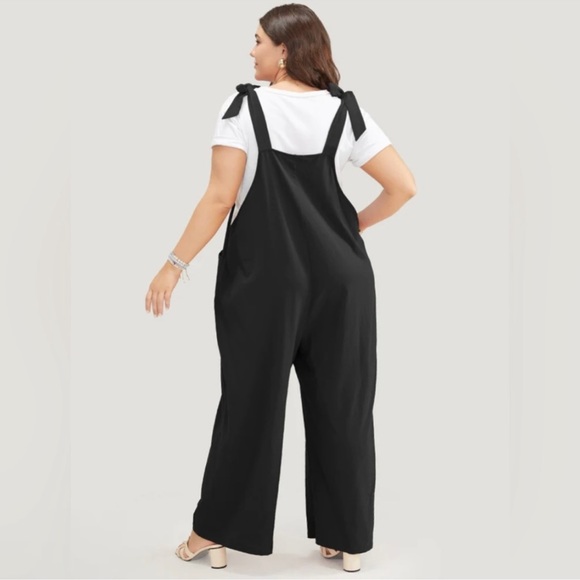 BloomChic | Pants & Jumpsuits | Bloomchic Solid Pleated Detail Pocket Knotted Shoulder Overall ...